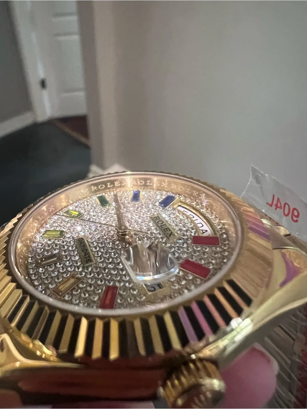 Accessories | Gold Crystal Dial Womens Watch With Multicolor Markers ...